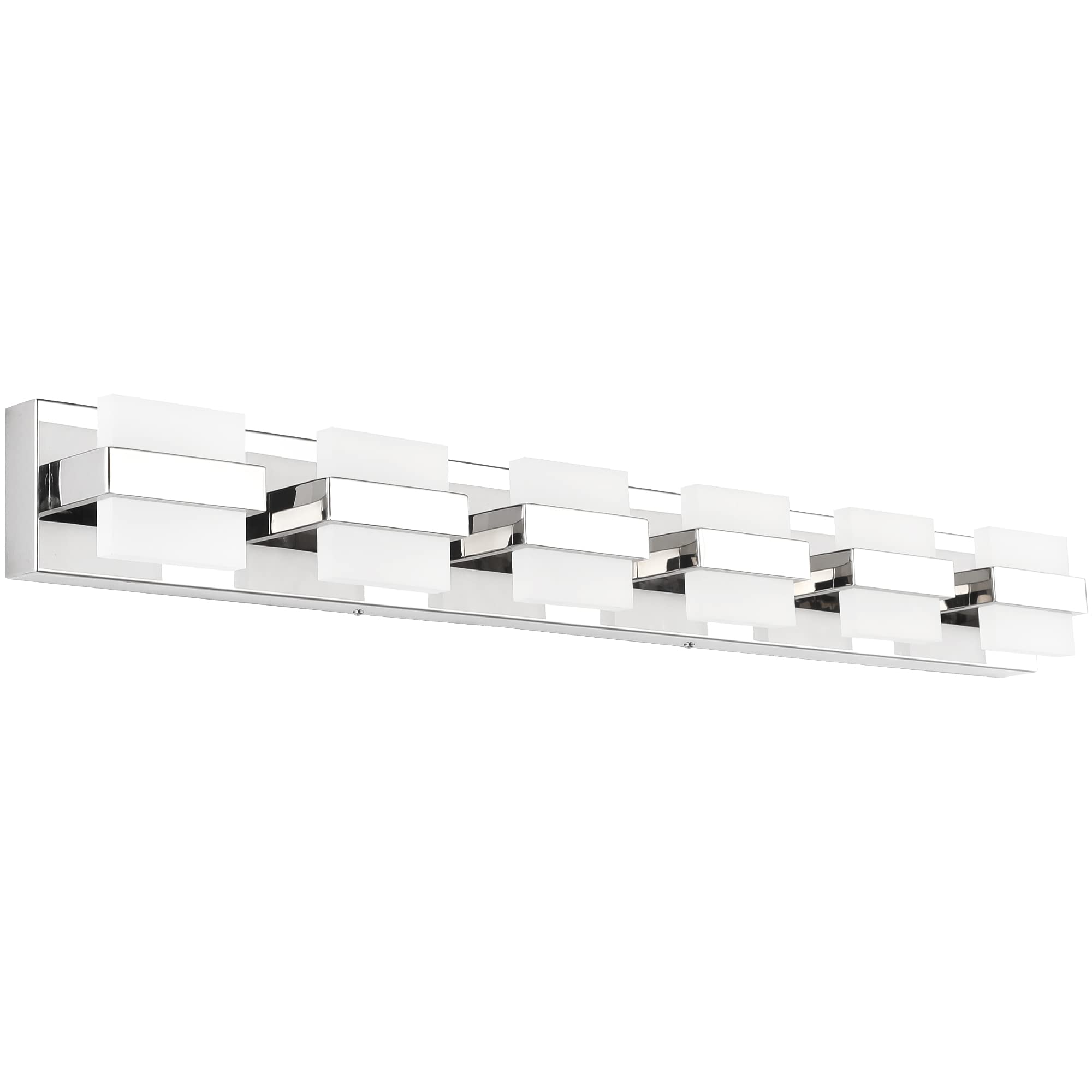 SOLFART Dimmable Modern 6 Lights Vanity Lights for Bathroom LED Bathroom Vanity Lights Over Mirror Chrome