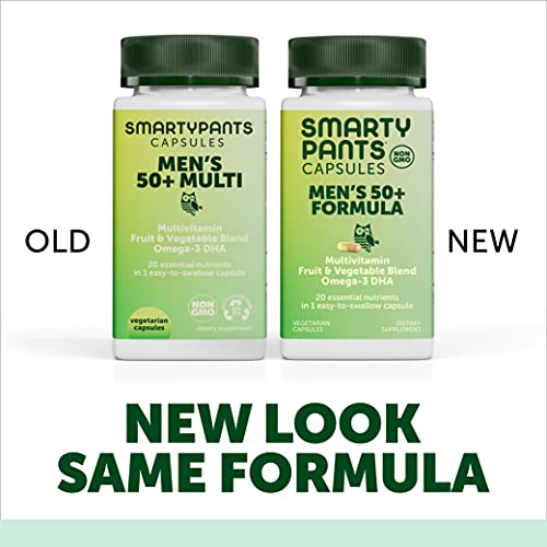 SmartyPants Multivitamin for Men 50+: Omega-3 DHA, Zinc for Immunity, Vitamins D3, C, B6, B12, Vitamin A for Eyes, Folate, Selenium, One Per Day, 30 Capsules, 30 Day Supply