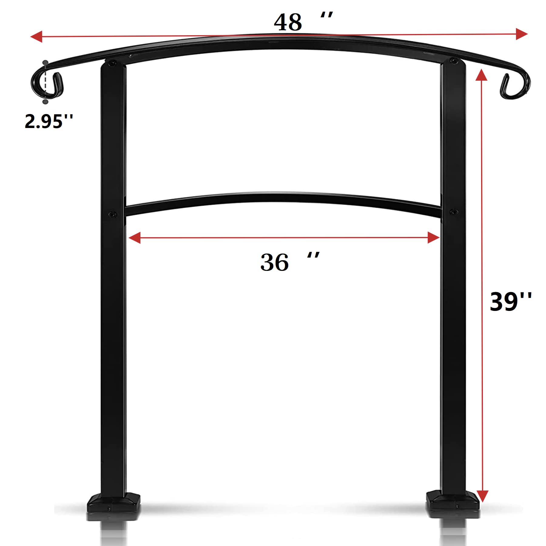 Transitional Handrail with Installation Kit,Hand Rails for Outdoor Steps (1, 7 Steps)