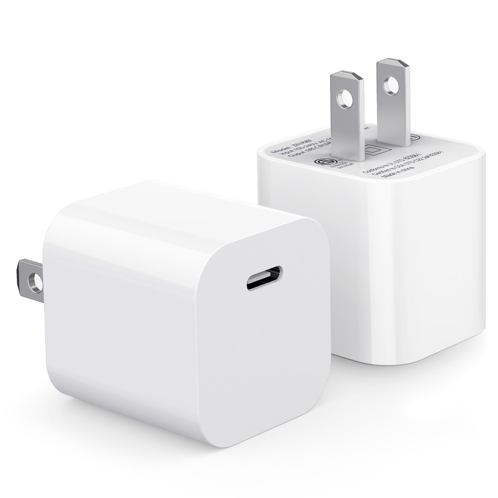 USB C Charger Block, 2Pack for iPhone 14 13 12 Charger Fast Block [MFi Certified], Type C Adapter Plug Box Wall Charging Brick Cube for iPhone 14 13 12 11 Pro Max XS X XR SE 8 Plus, for iPad (White)