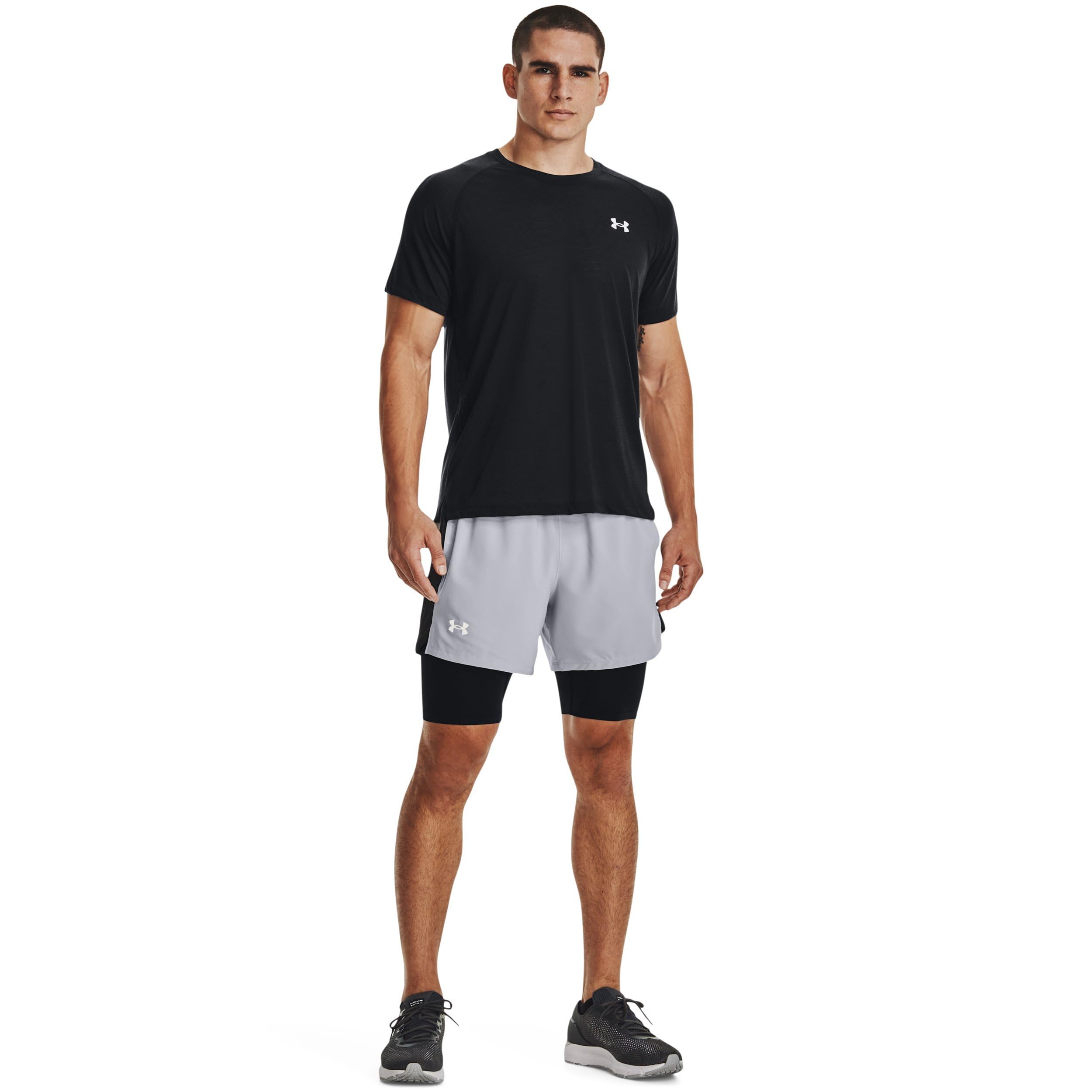 Under Armour Mens Launch Run 5-inch 2-in-1 Shorts, (011) Mod Gray/Black/Reflective, X-Large