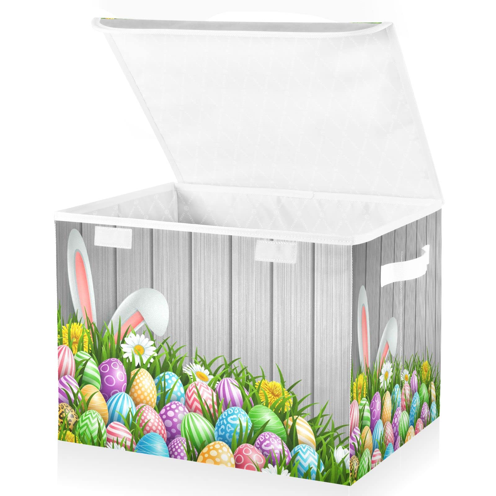 senya Easter Storage Baskets Collapsible Bins with Lids, Flowers Wood Boxes Clothes for Organizing (B06D22020)