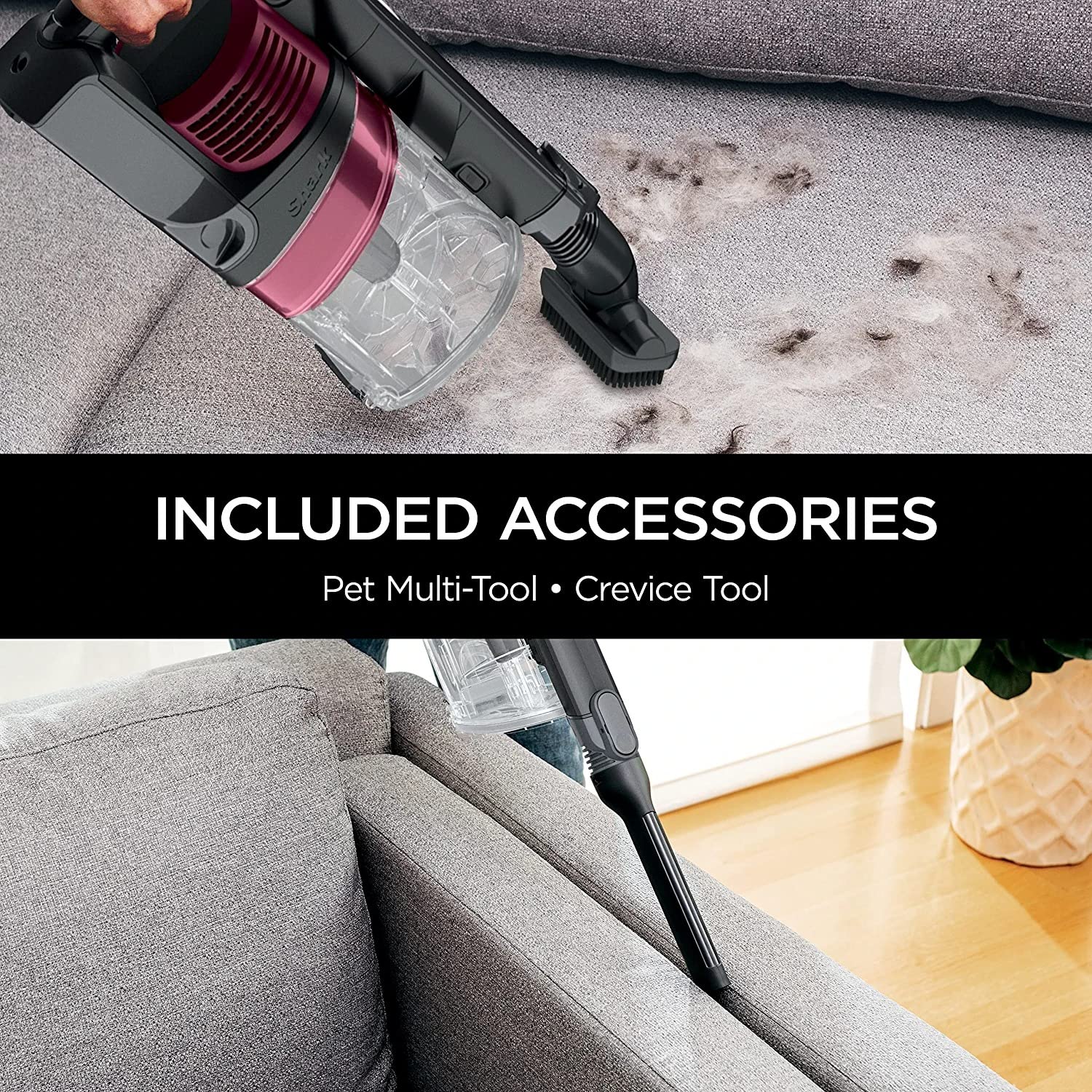 Shark QZ163H Pet Plus Cordless Stick Vacuum with Self-Cleaning Brushroll, MultiFLEX, Crevice Tool & Pet Multi-Tool, 40-min Runtime (Renewed) (Coral)