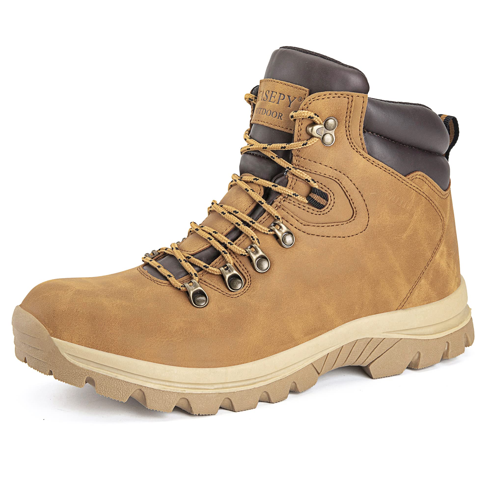 ZASEPY Men's Hiking Boots Waterproof Non-slip Lightweight Outdoor Mid Top Ankle Boot for Men Hiker Work All Weather Comfort