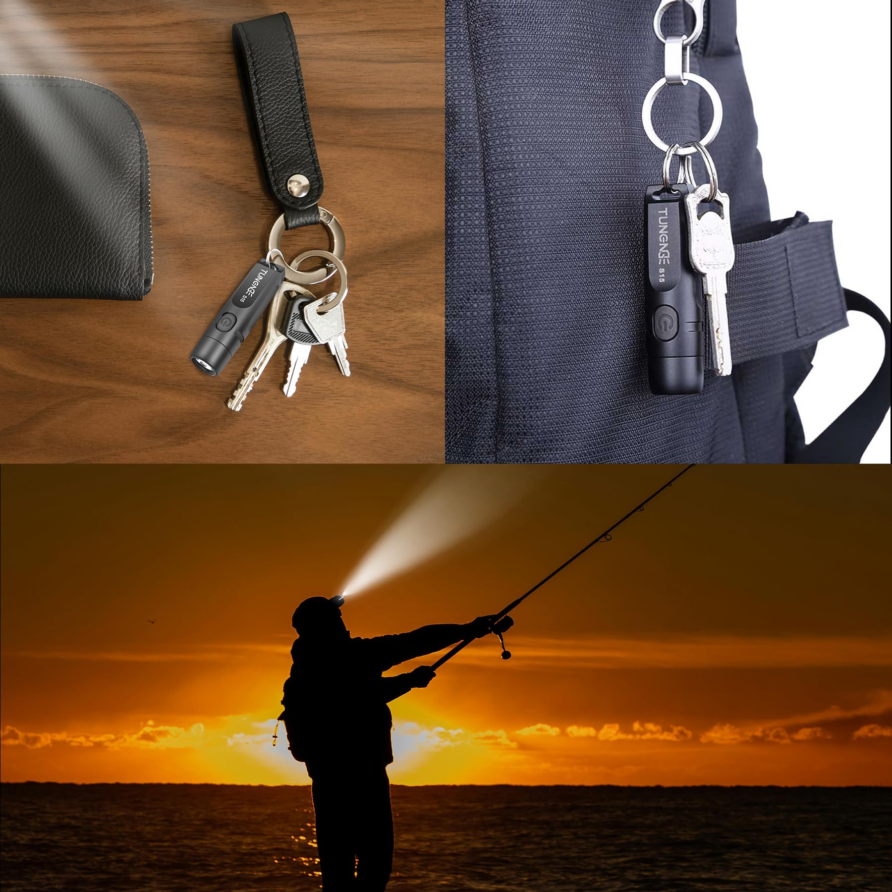 TUNENGE Rechargeable Keychain Flashlights, 650 High Lumens EDC Pocket Flashlights, Mini Flashlight Be Used for Camping Outdoors Emergency(Black)