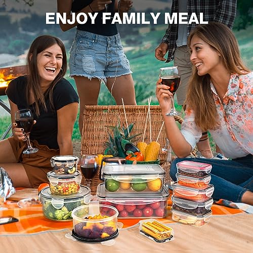Tiastar 38PCS Food Storage Containers with Lids, Airtight Plastic Storage Containers, BPA Free &100% Leakproof Food Containers, Includes 16 Reusable Labels & 1 Marker