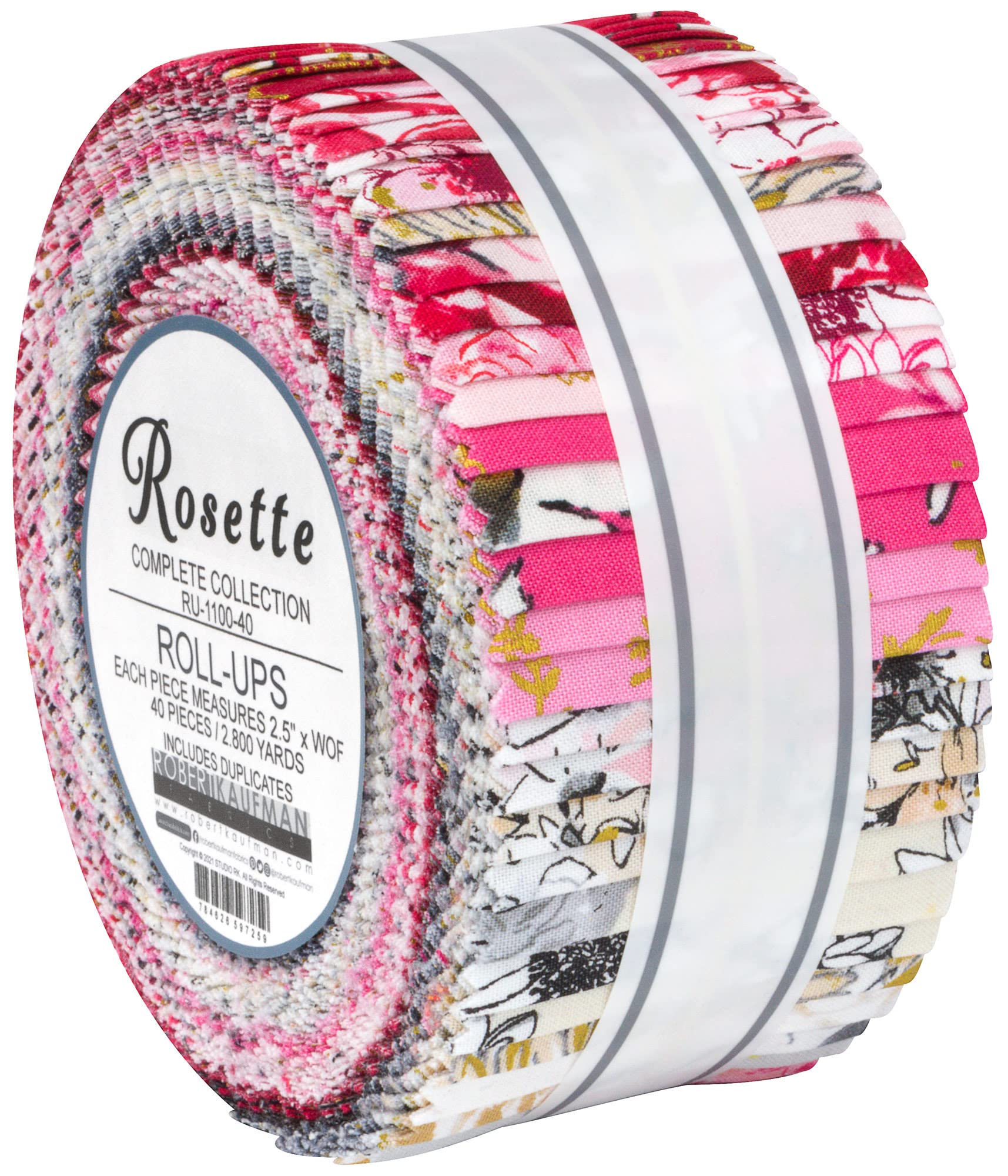Rosette Roll Up 40 2.5-inch Strips Jelly Roll Robert Kaufman Fabrics RU-1100-40