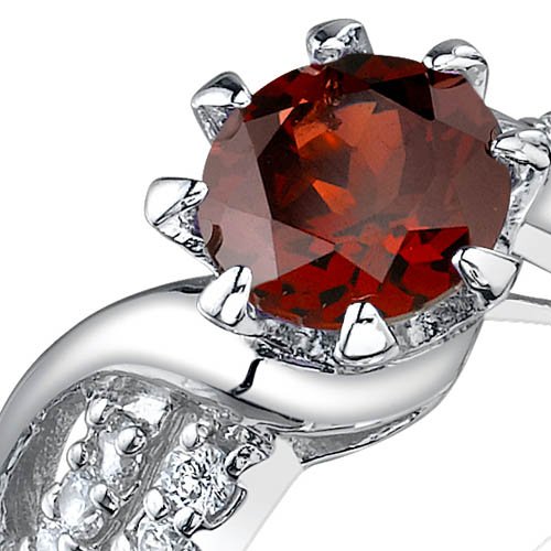 PEORA Regal Helix 1.50 carats Garnet Ring in Sterling Silver Size 6