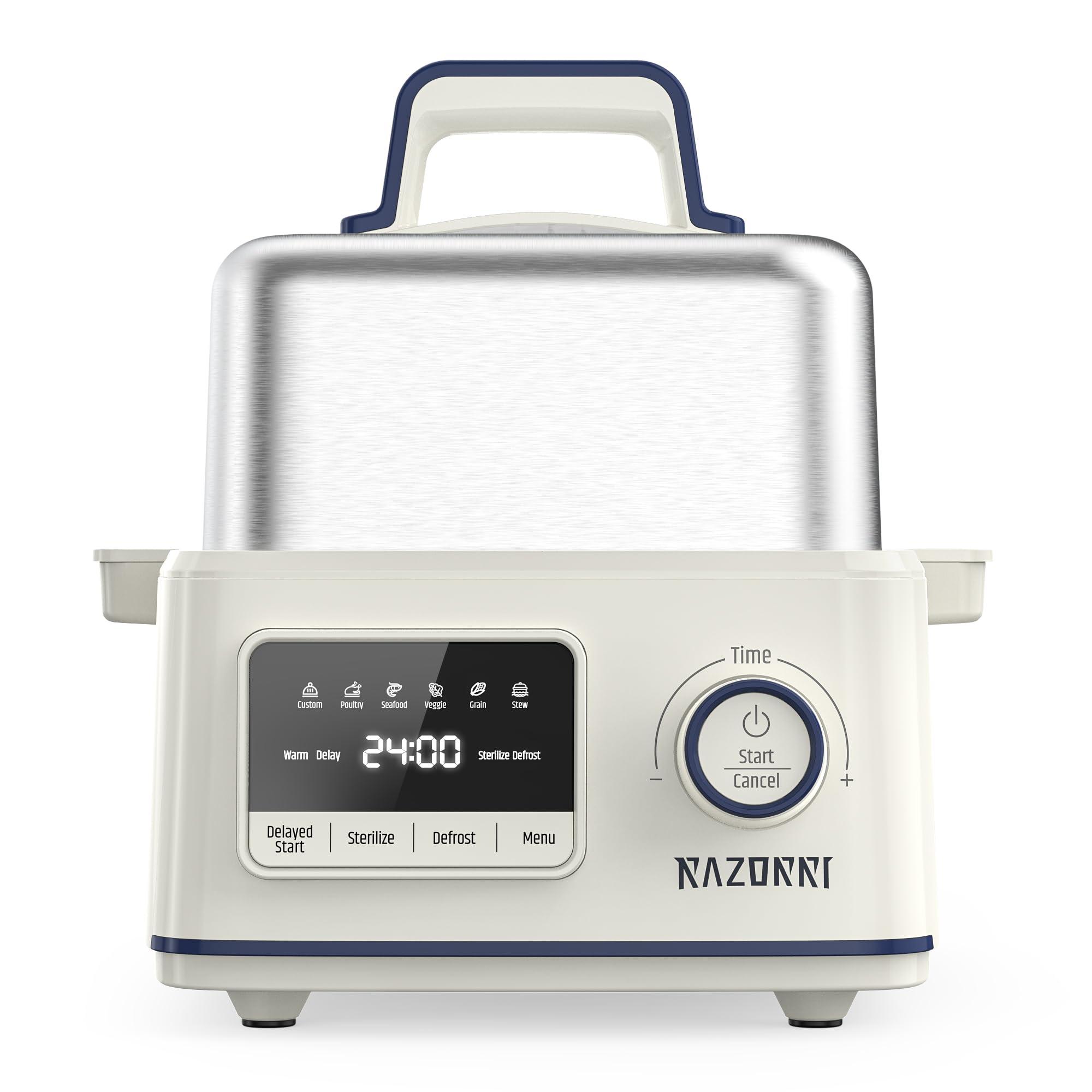 Razorri Electric Food Steamer 5-Quart Stainless Steel with Timer, 24H Delayed Start, Auto Keep Warm, and Large 68 Oz Water Capacity - Ideal for Cooking Healthy Vegetables, Poultry, Fish, Meat and more