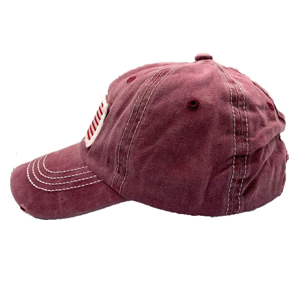 RNFENQS Women's American Flag Ponytail Baseball Cap Adjustable Distressed Dad Hat Pink