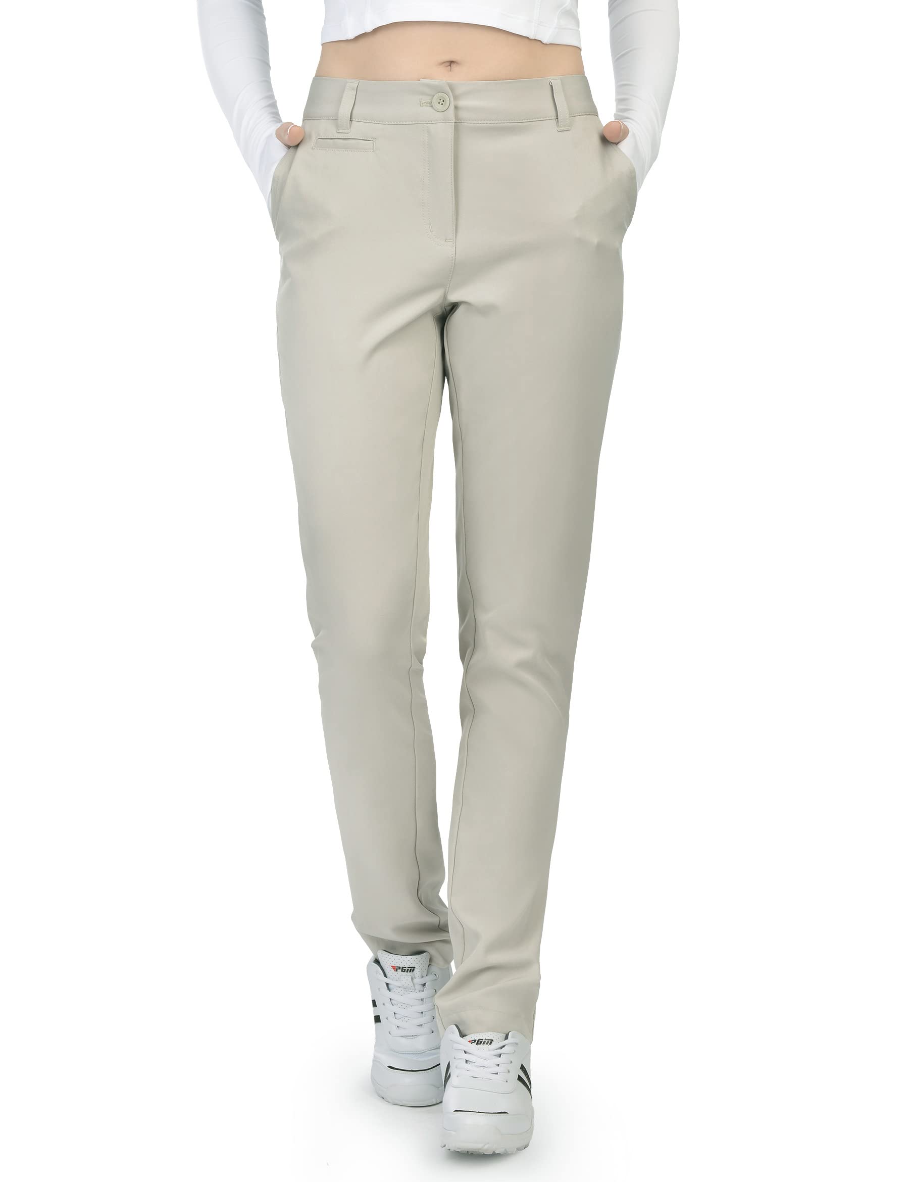 Women's Golf Pants Stretch Lightweight Straight Leg Quick Dry Work Casual with 5 Pockets, Beige 10