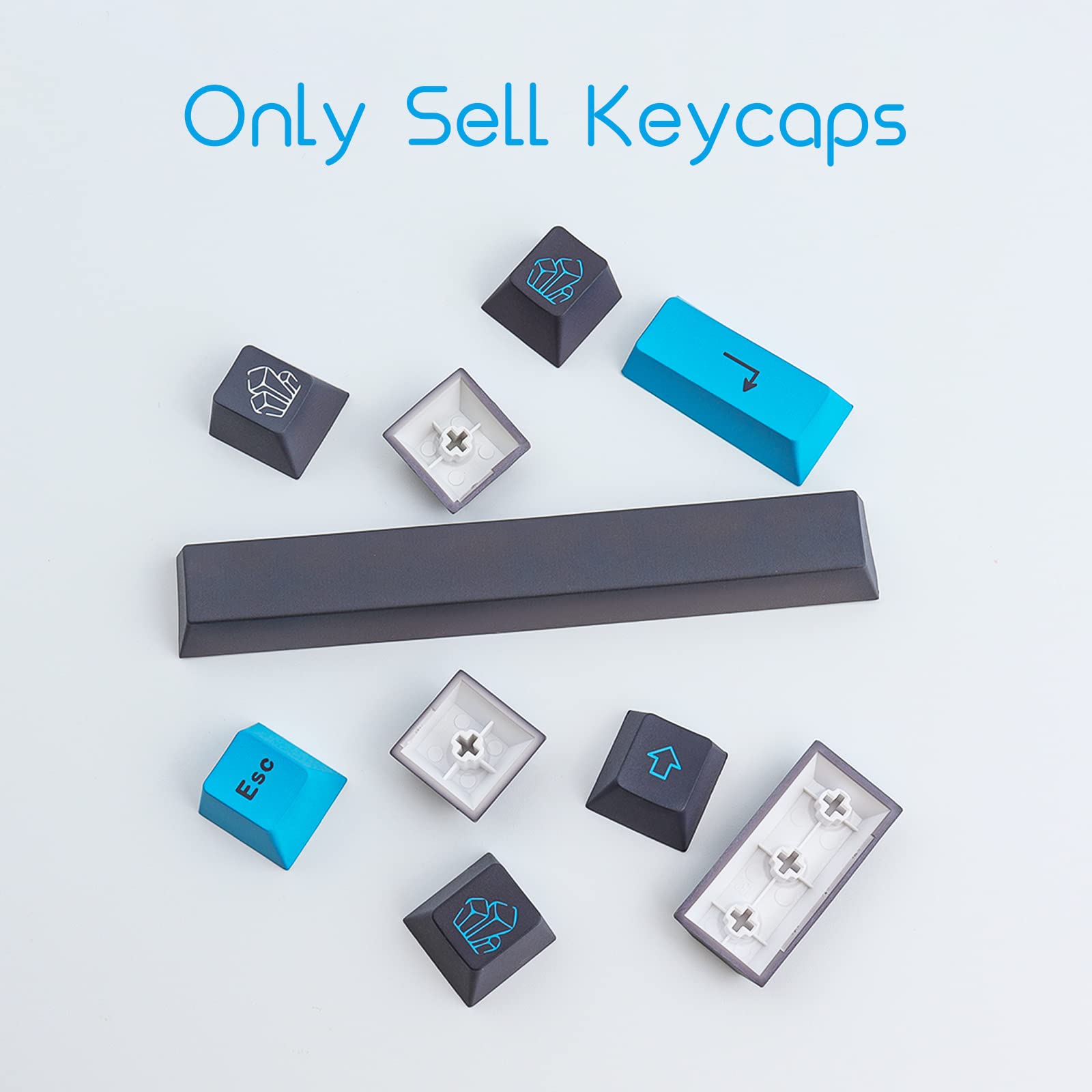Terukir Wunzkii PBT Keycaps 129 Keys Cherry Profile DYE-Sub Keycaps Grey Keycaps with Key Puller for 61/64/68/75/84/87/96/98/104/108 Cherry MX Switch Mechanical Keyboards