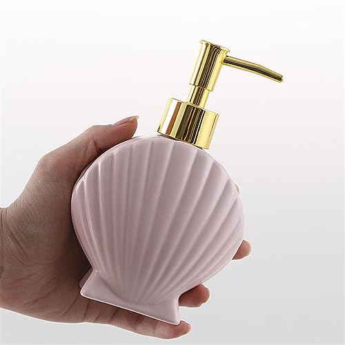 Soap Dispenser Creative Shell Shape Soap Dispenser for Bathroom Farmhouse Kitchen Office Ceramic Soap Pump Empty Bottle with Pump for Lotion Shampoo Soap Pump Bottles (Color : White)