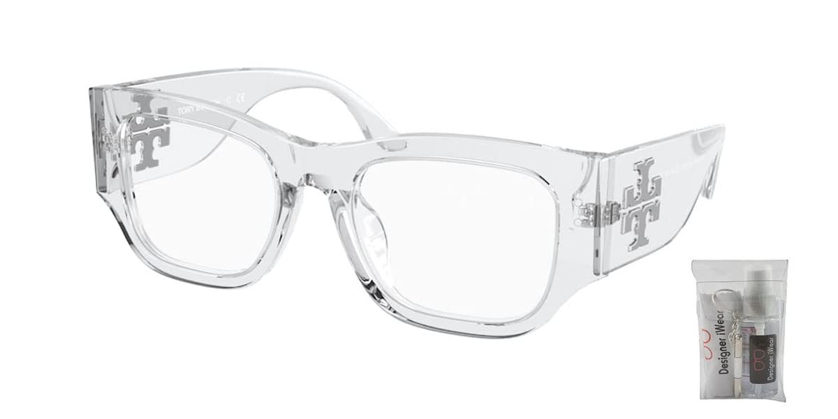 Tory Burch TY7145U 1821SB 52MM Clear Transparent/Clear and Blue Light and Etc. Rectangular Sunglasses for Women + BUNDLE With Designer iWear Eyewear Kit
