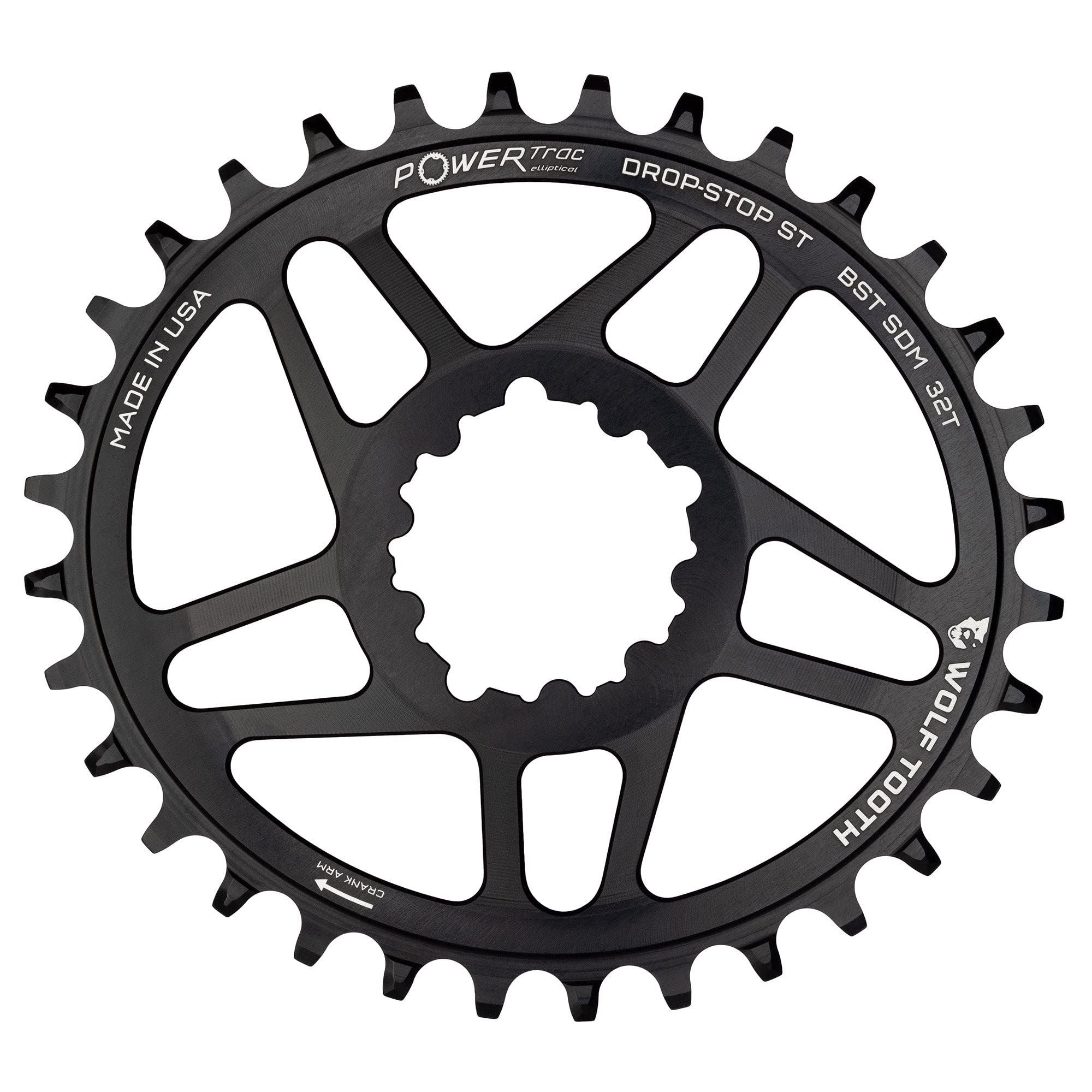 Wolf Tooth Elliptical Mountain Bike Direct Mount Oval Chainrings for SRAM Cranks (34 Tooth, Drop-Stop ST, Boost, MTB)