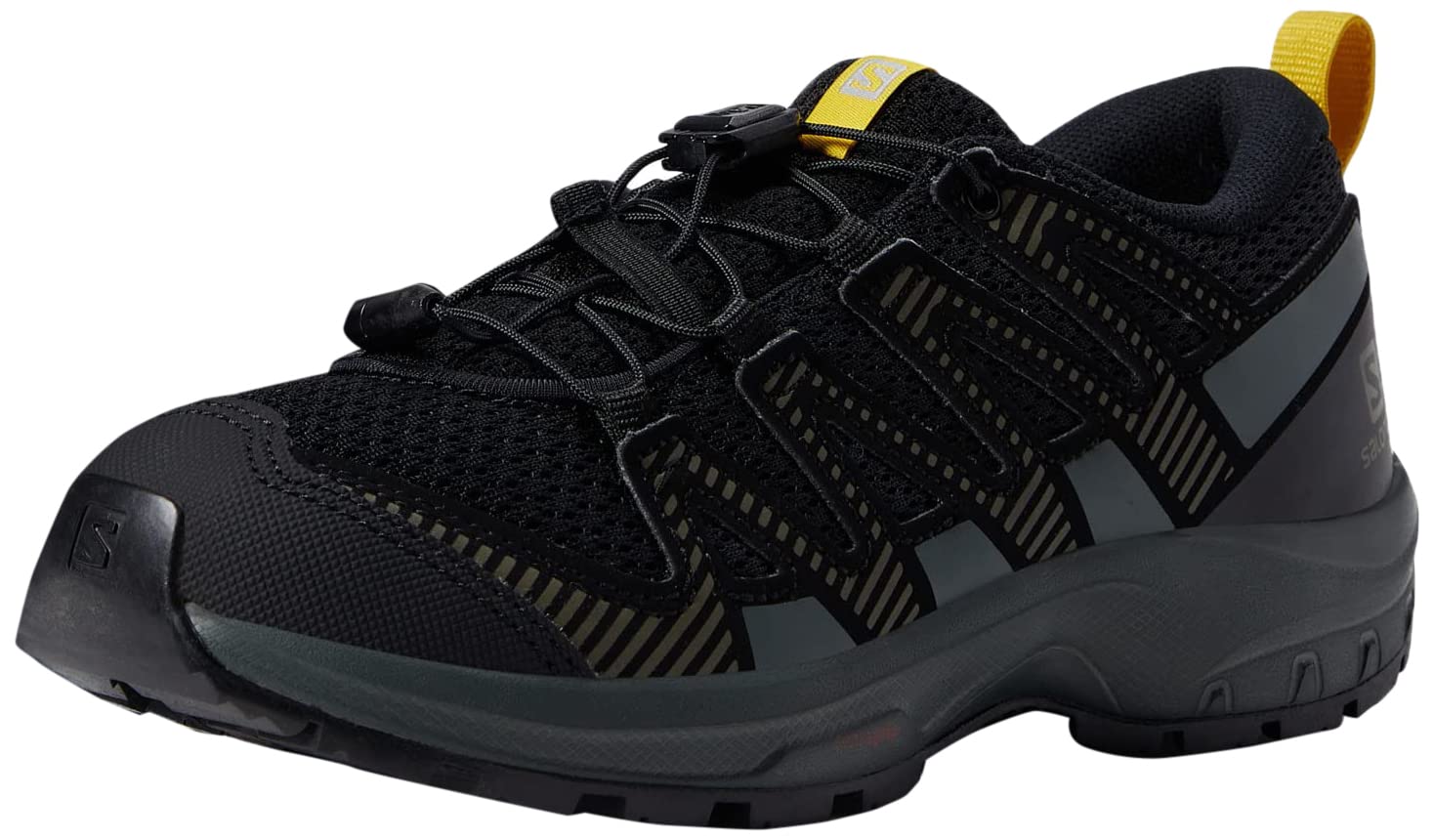 Salomon Kid's XA PRO V8 Trail Running Shoes, Black/Urban Chic/Sulphur, 7.5 Big Kid