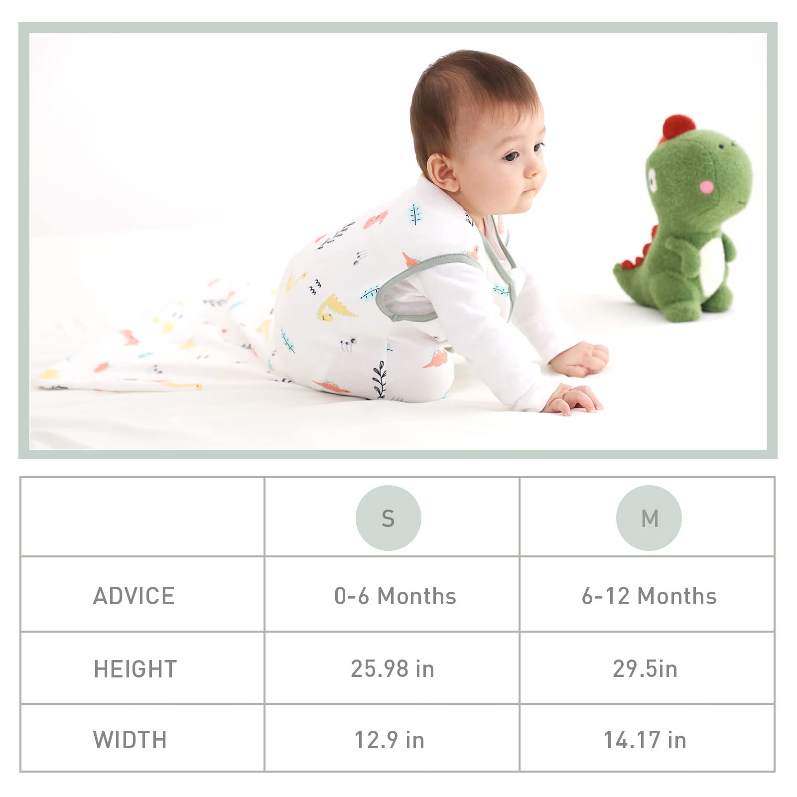 SERAPHY Baby Sleep Sack 6-12 Months, 2-Pack Baby Wearable Blanket with 2-Way Zipper, 0.5 TOG Soft Cotton Toddler Sleeping Sack for Boys Girls