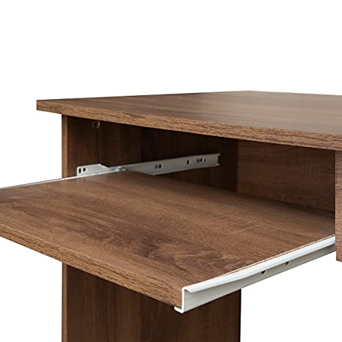 PATAWFFF Home Office Desks Full Wooden Computer Desk with 1 Drawer and 1 Keyboard Tray (Walnut) Home Furniture Office Desks/Work Surfaces