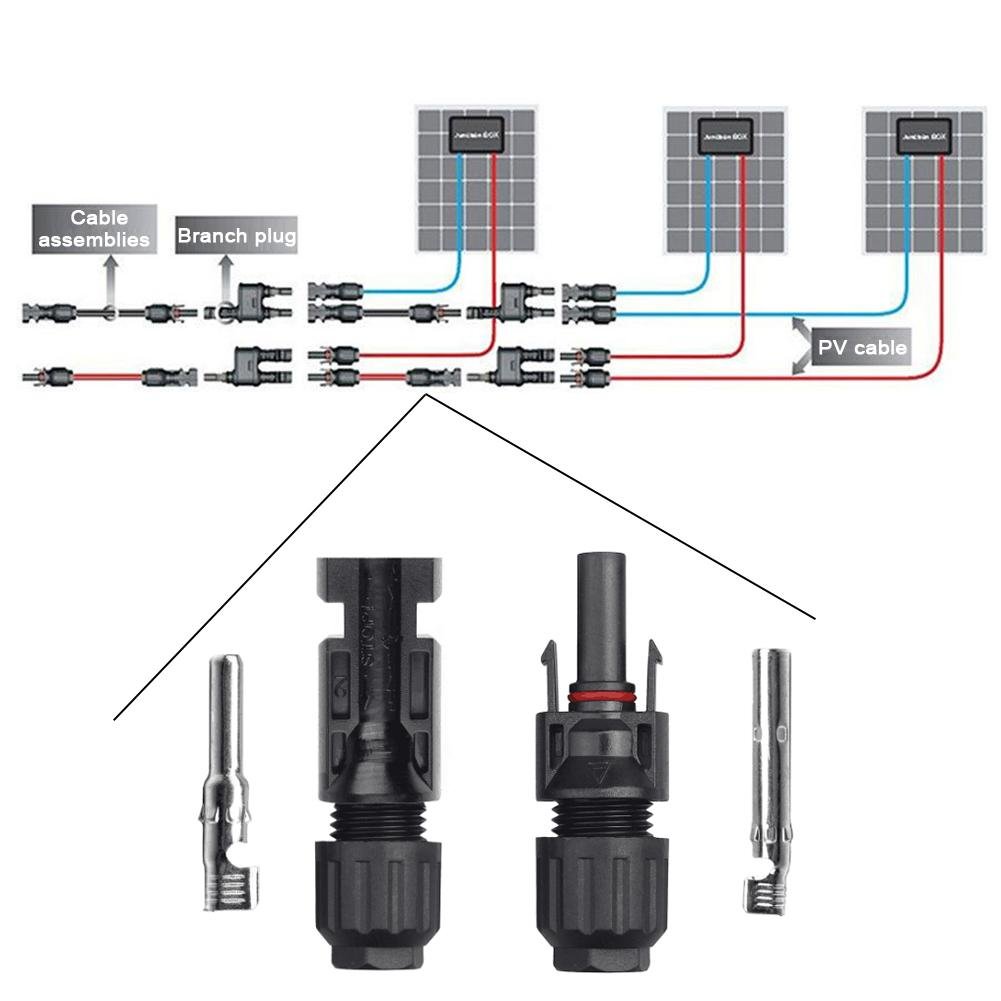 Sun YOBA 20 Pairs Cable Connectors Male/Female Safety Seal Ring Waterproof Solar Panel Cable Connectors Black
