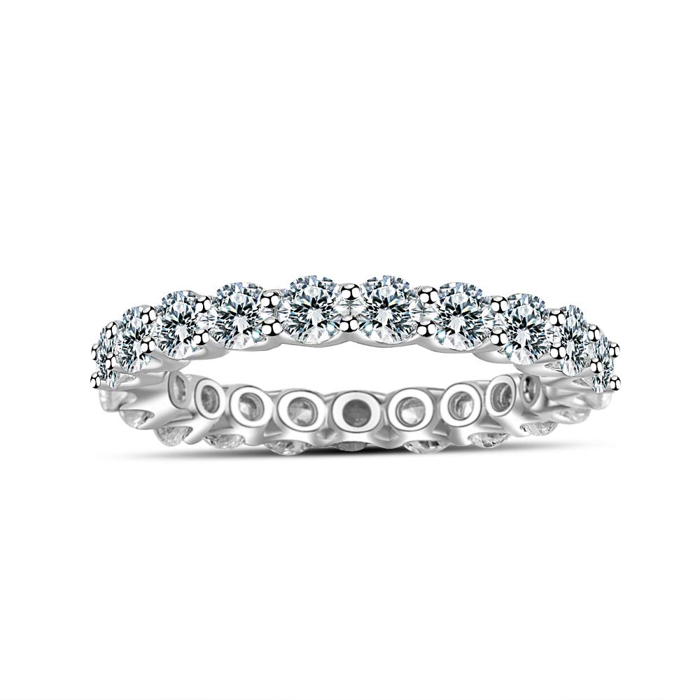 Sterling Silver 2.53 Ctw Thick Full Eternity Band Round-Cut 3mm Wide Bridal Wedding Band Cubic Zirconia (7)