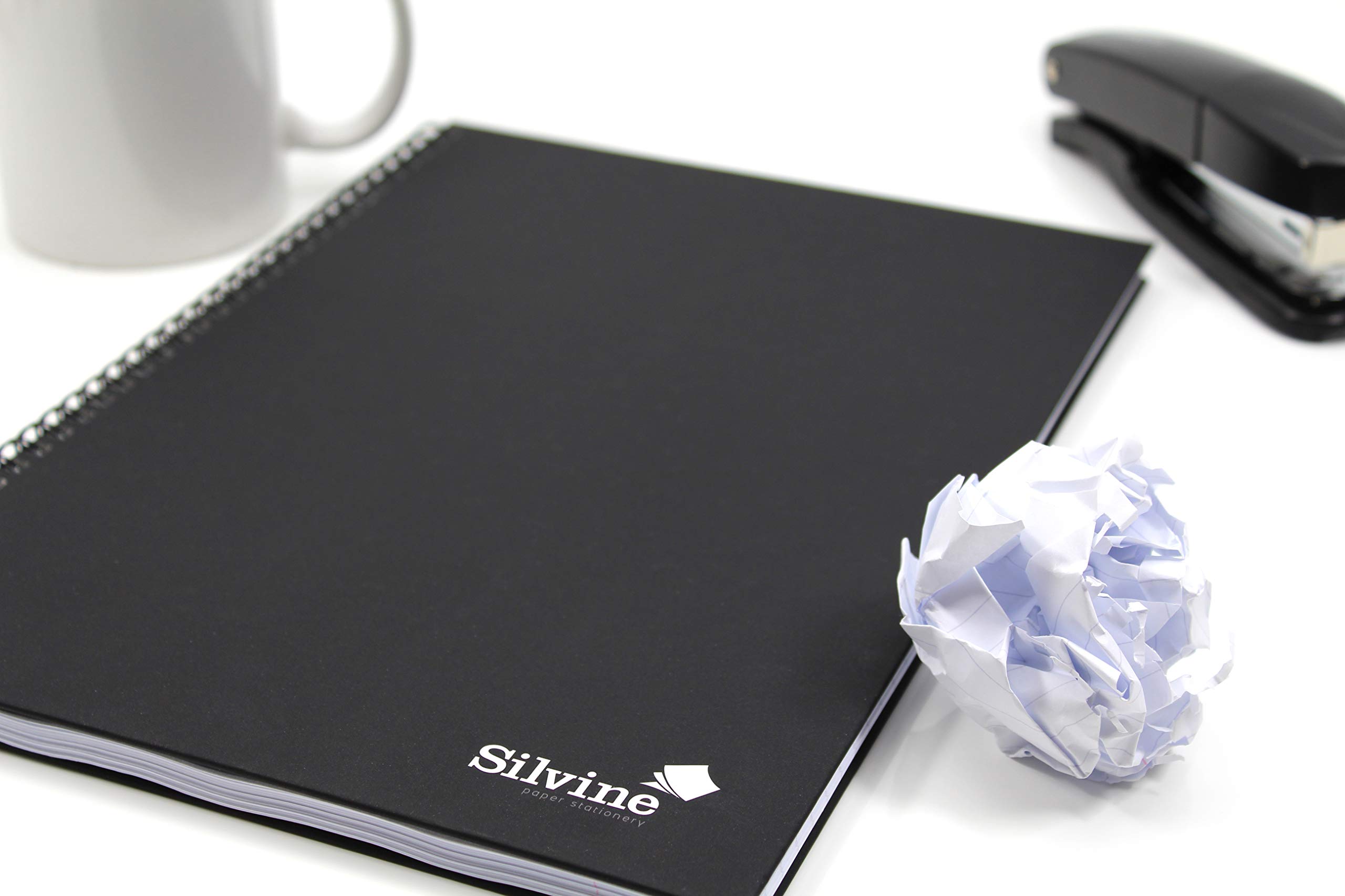 Silvine A4 Soft Touch Wirebound Hardback Notebook. 150 Pages (75 Leaves) Ruled 8mm Feint with Margin. Ref THB001 [Pack of 5]