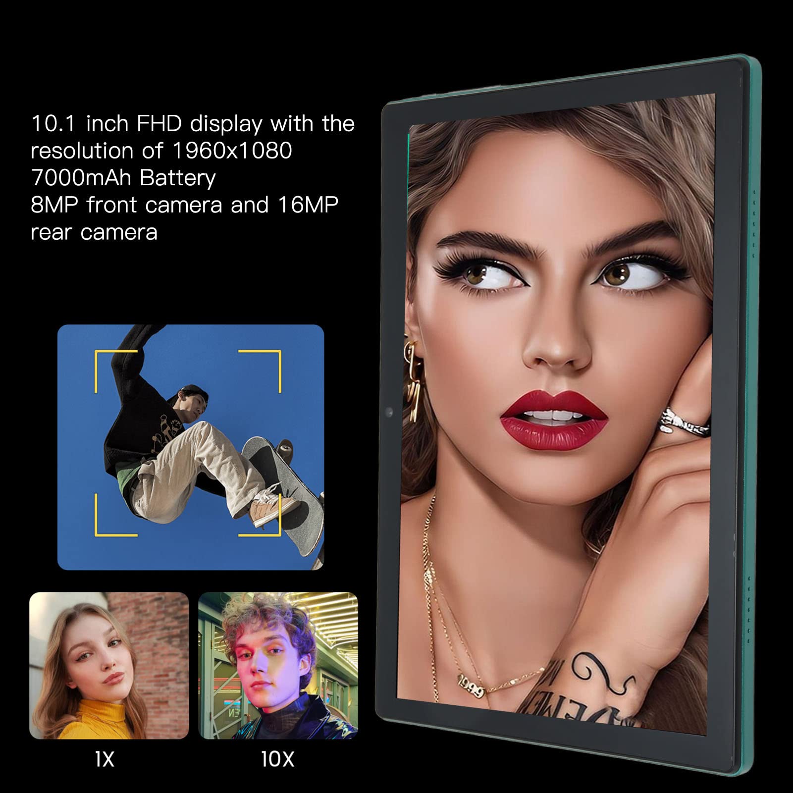 Tablet 10.1 Inch Android 12 Tablet, Octa Core Tablet for Kids, 8GB RAM 256GB ROM, FHD Touchscreen, 8MP+16MP Dual Camera, 2.4G/5G WiFi, BT5.0, 4G LTE Tablet, 7000mAh Battery