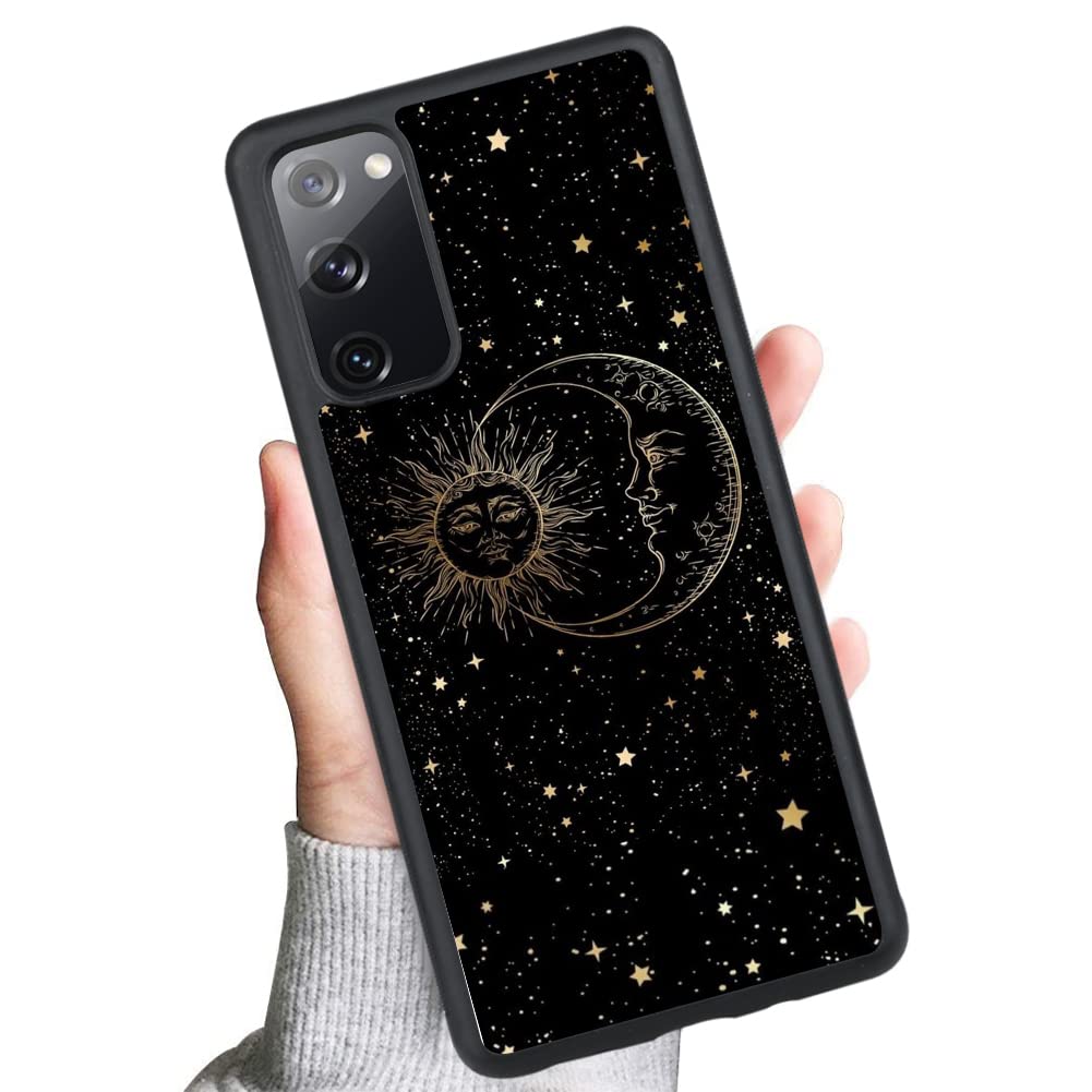 tharlet Compatible with Samsung Galaxy S20 Fe Case, Tire Outline Sun Moon Star Cute Pattern with Galaxy S20 Fe Case + Screen Protector Samsung S20 Fe Case for Girls Women-6.5 Inch.