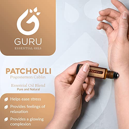 Patchouli Essential Oil Roll On (2 Pack) - Patchouli Perfume Oil for Skin Care, Hair & Massage - Premium Therapeutic Grade Aromatherapy Rollers