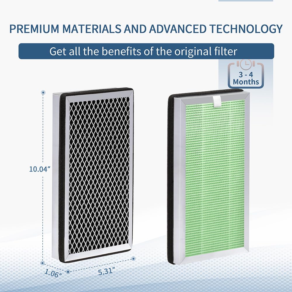 Zouhwaso MA Series 15 Replacement Filter compatible with MA Series 15 Air Cleaner pur-ifier Filter Replacement, 3-in-1 Composite Filter with H13 True HEPA, acti-vated car-bon and Pre-filter, Pack of 4
