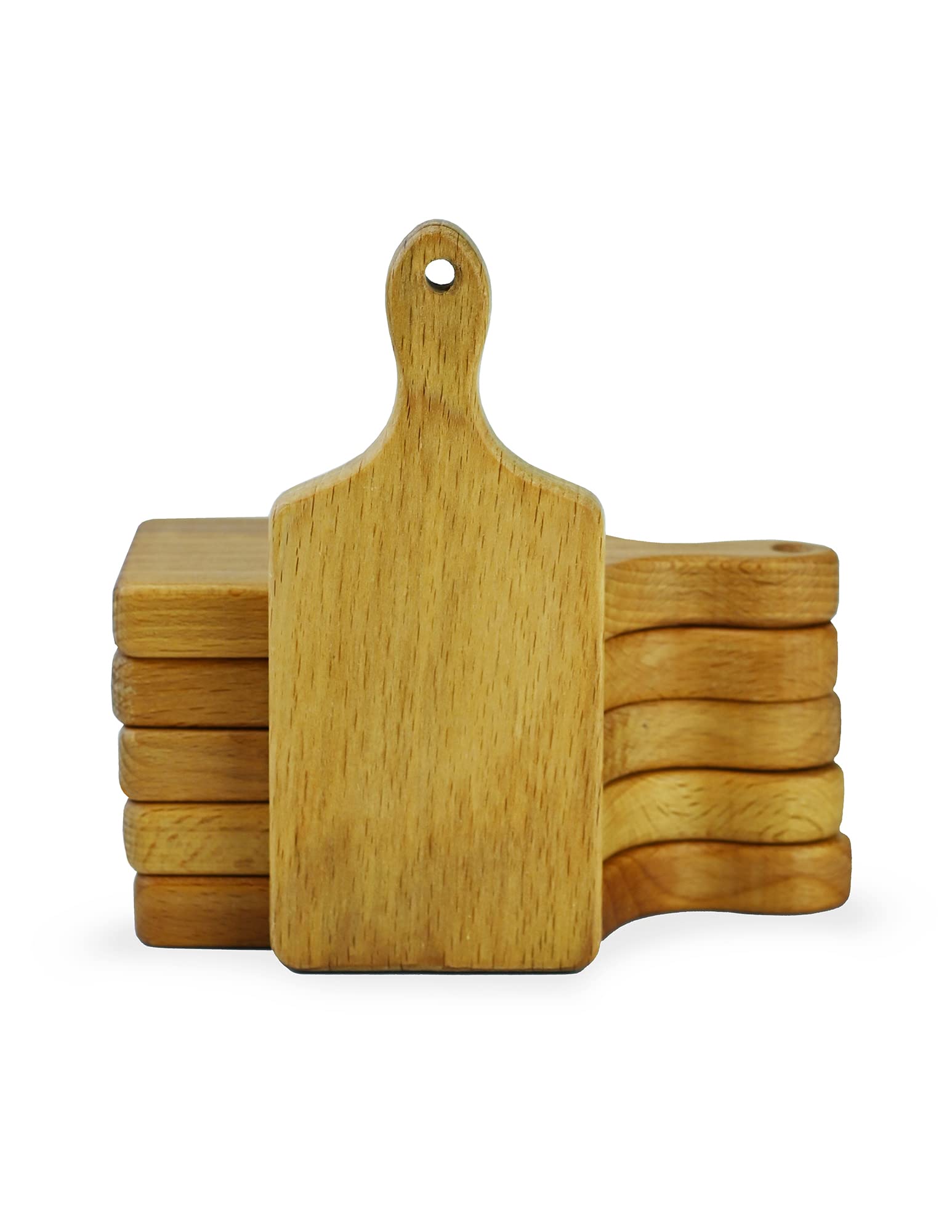 Woodla Mini Charcuterie Boards Cutting Board with Handle Set of 6 Pcs Beechwood, Bulk Pack