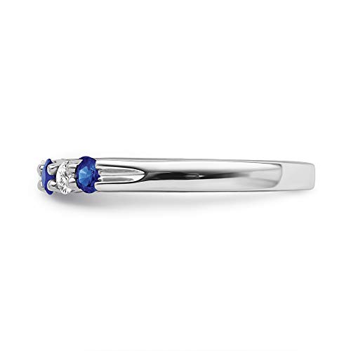 Sterling Silver Diamond and Blue Sapphire 7-Stone Band Ring (1/6 cttw, I-J Color, I2 Clarity), Size 6