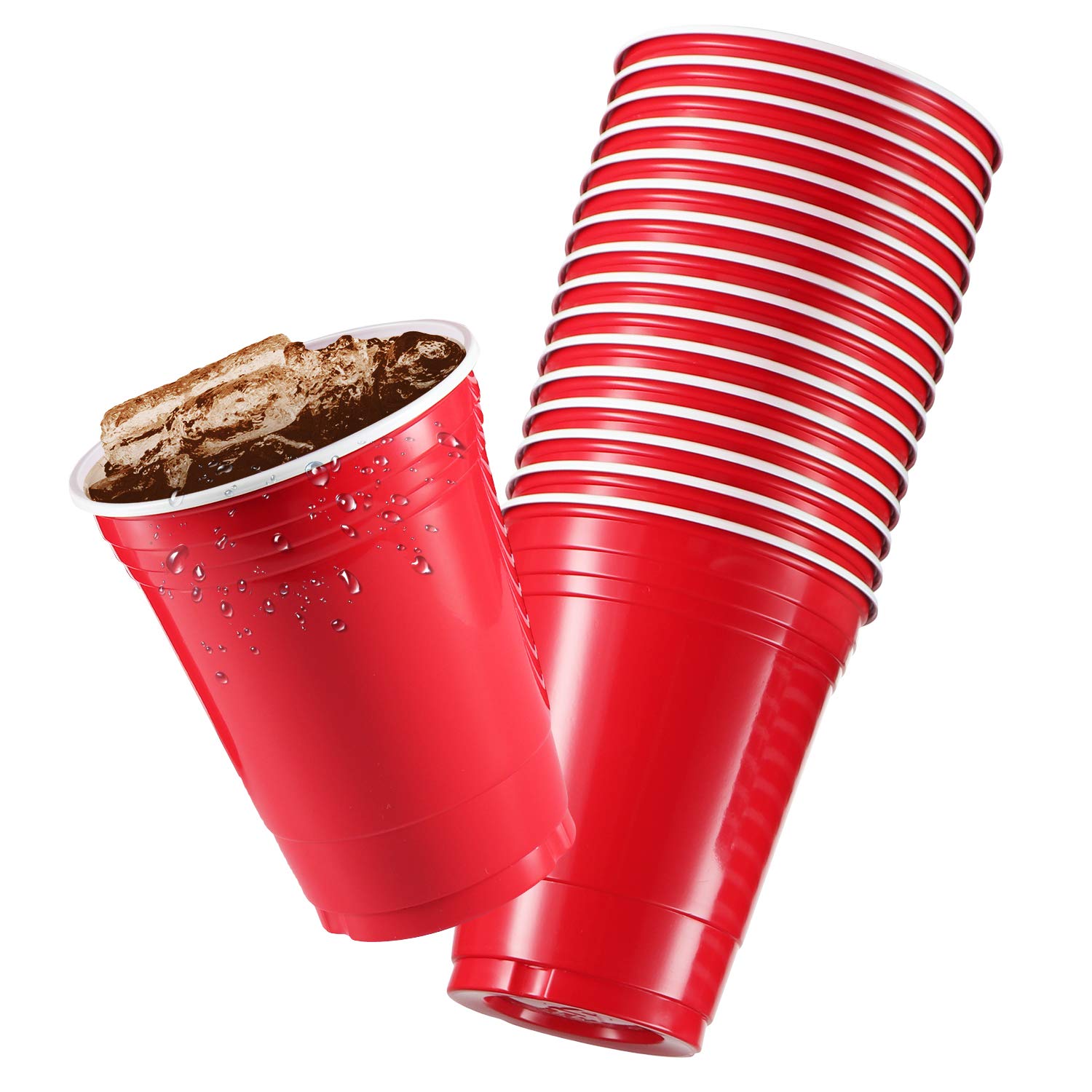 StarMar Red Plastic Cups, [50 Pack] 16 Oz Party Cup Disposable Cup Big Birthday party Cups