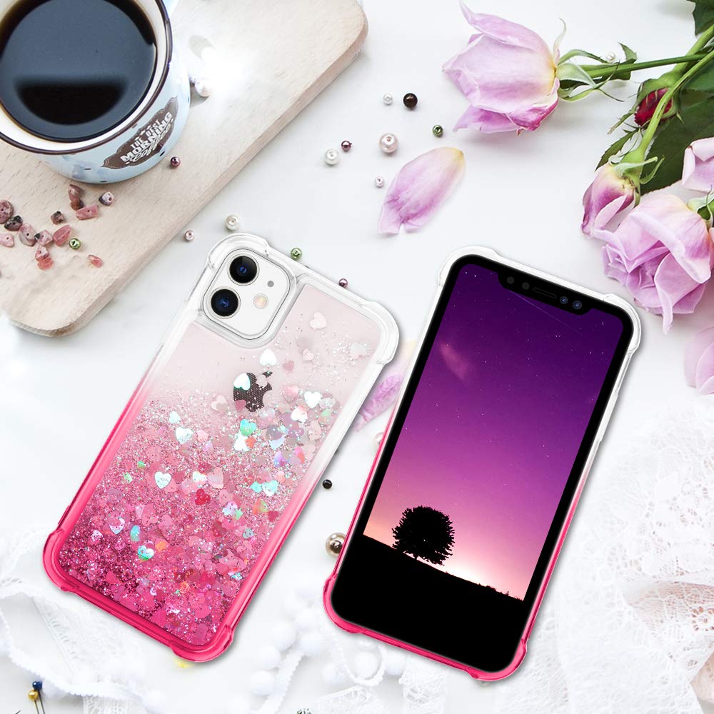 Ruky iPhone 11 Case, iPhone 11 Glitter Case, Gradient Quicksand Series Glitter Flowing Liquid Floating Soft TPU Bumper Cushion Girls Women Phone Case for iPhone 11 6.1 inches 2019 (Gradient Pink)