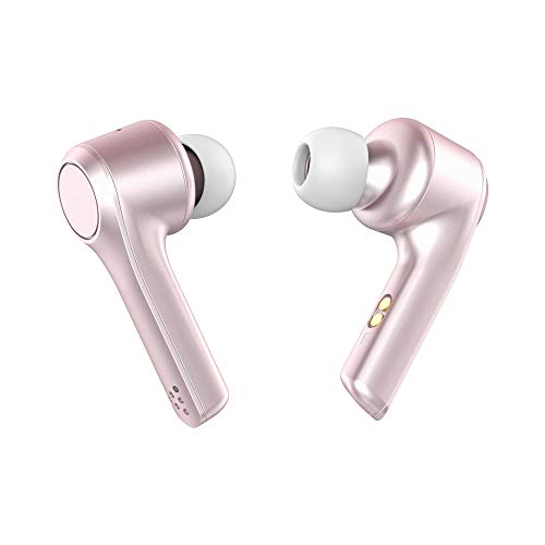 Toshiba RZE-BT1000E Air Pro True-Wireless Voice-Enabled Stereo Sweat-Resistant BT Earphones with Built-in Dual Microphones, Rose Gold