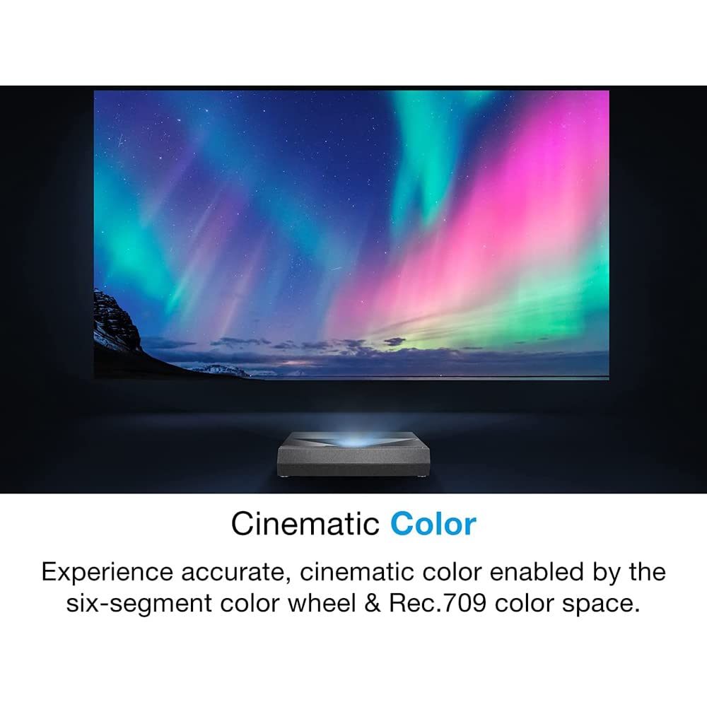 Optoma CinemaX P2 Smart 4K HDR UHD Laser All-in-One Home Entertainment System - Black Bundle with Minolta 120" Home Theater Projector Screen 16:9 Indoor Outdoor Folding with Mount Hooks