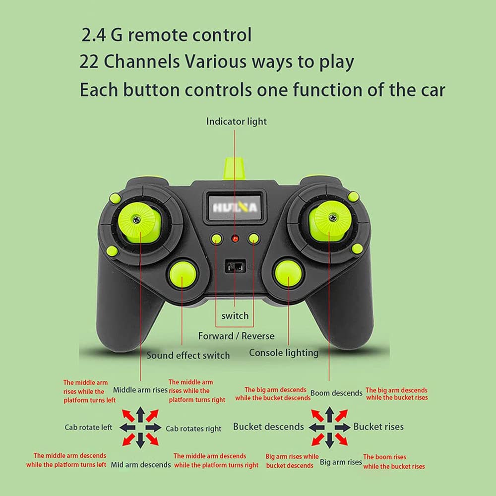 ZRYYWAN 4-in-1 RC Excavator, 2.4G Remote Control Digger, 22-Channel Alloy Grab Truck, Digger Construction Truck Full Function Engineering Vehicle Toy for Kids and Adults