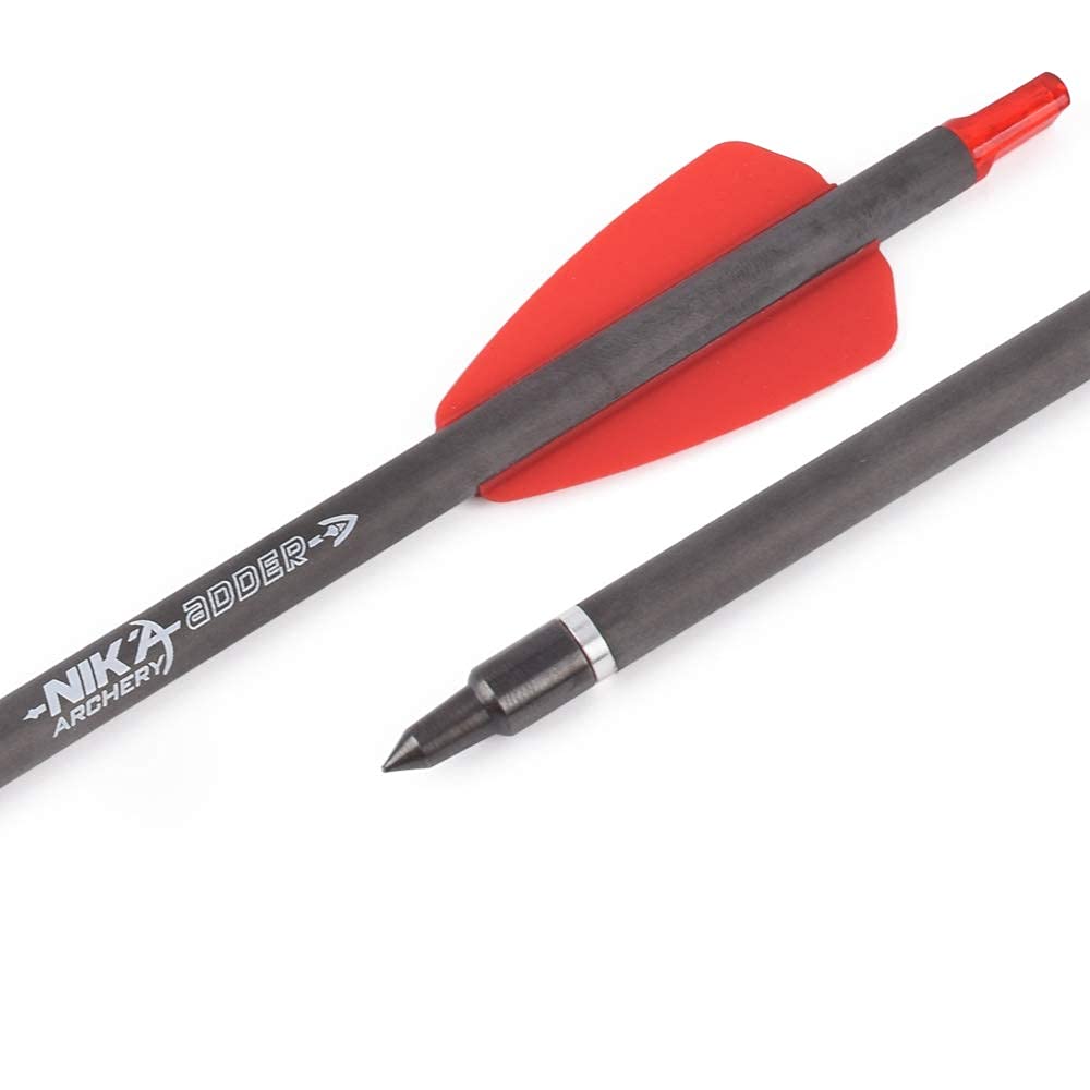 YLSIO Archery 7.5" inch R9 Crossbow Bolts Carbon Arrows 2" Red Vanes with 100grain Broadhead for Hunting Shooting Targeting
