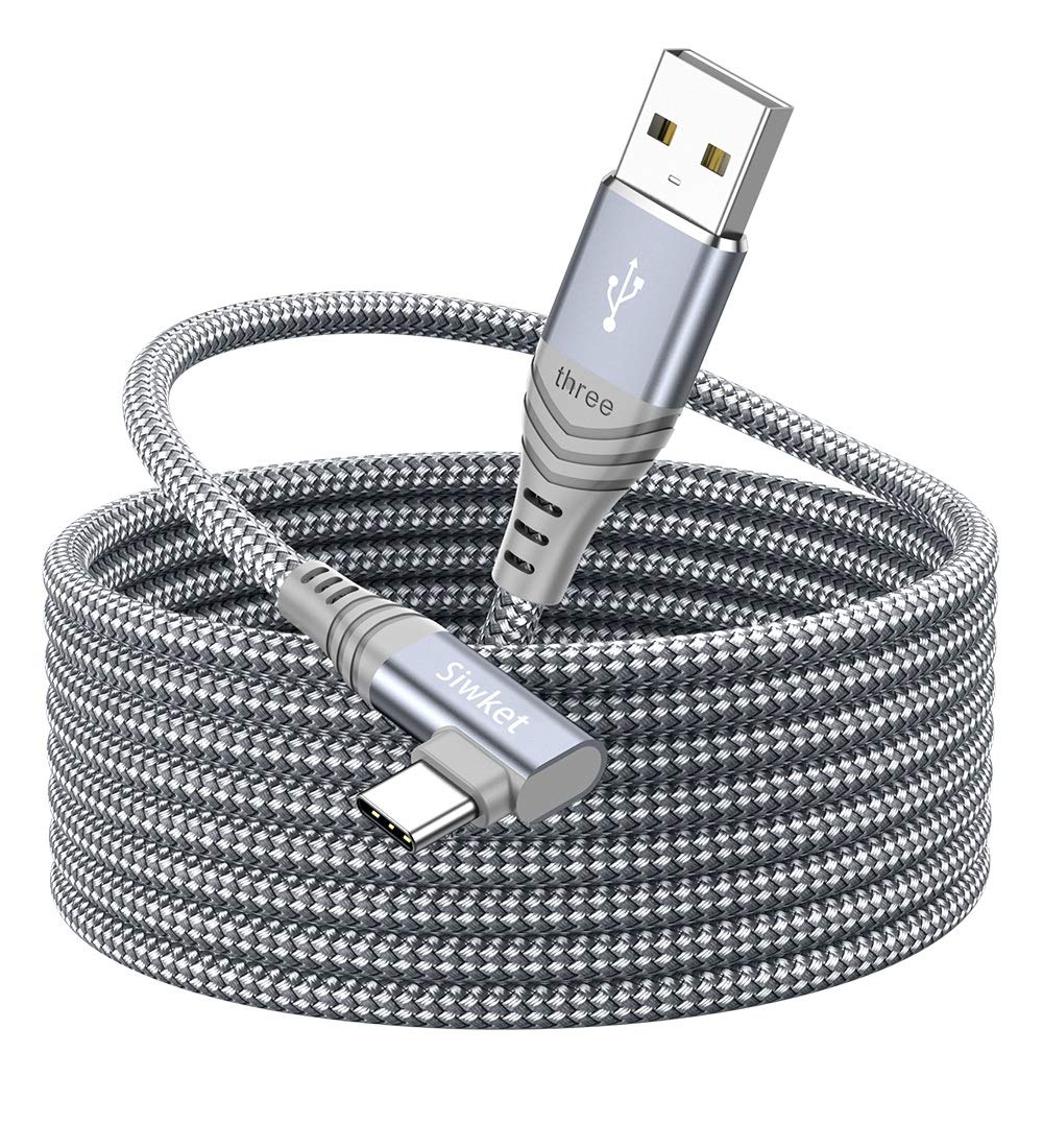 Siwket Oculus Link Cable, Braided 90 Degree Quest 2 Link Cable with Signal Booster 5Gbps Fast Data Transfer USB C Charging Cable for Oculus Quest 2/Oculus Quest-Virtual Reality Headset, Gaming PC
