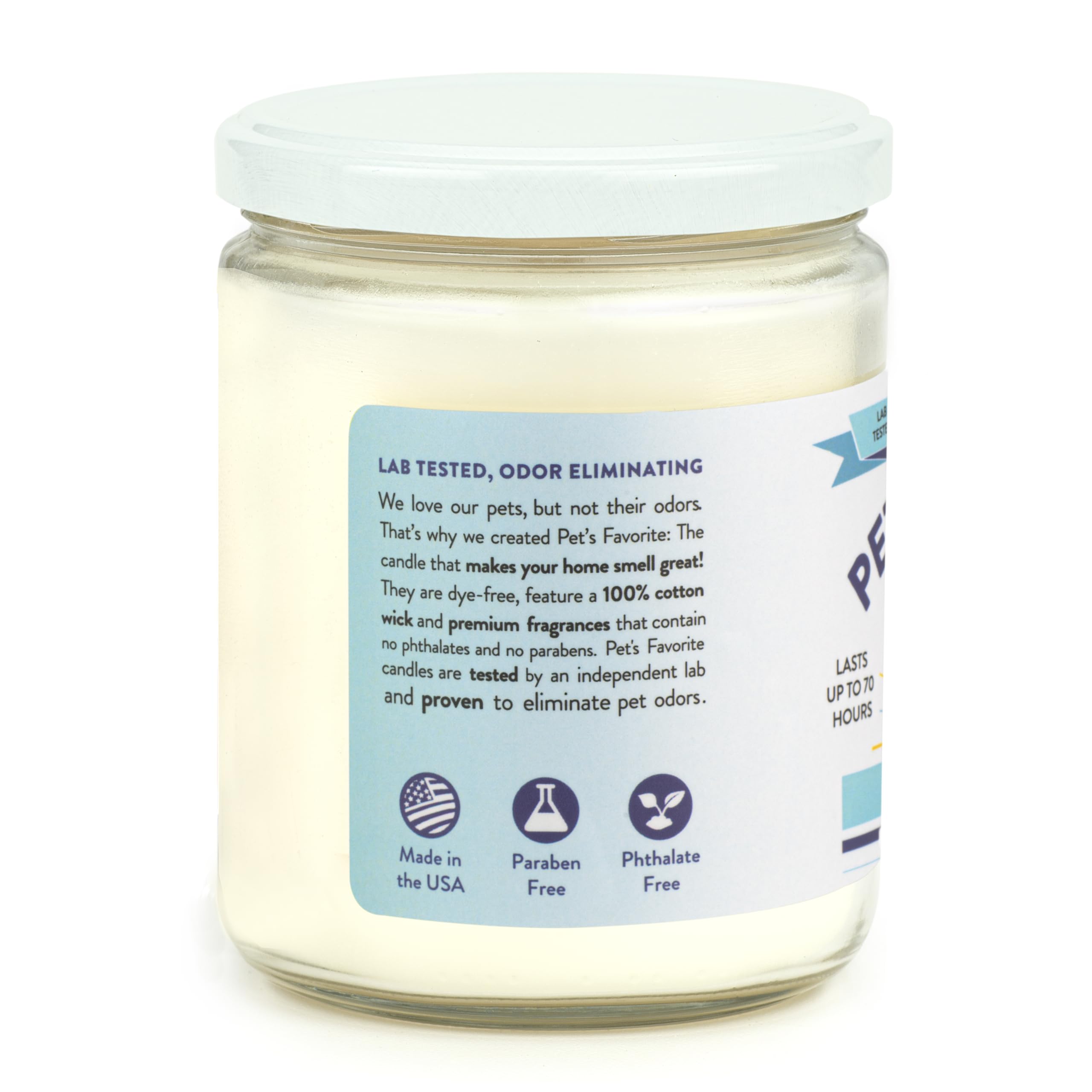 Pet's Favorite - Tested & Proven - Odor Eliminating Candle, Pet-Friendly Scented Candle, in 7 Great Fragrances β 70-Hour Burn Time, Cotton Wick (Fresh Laundry, Pack of 2)