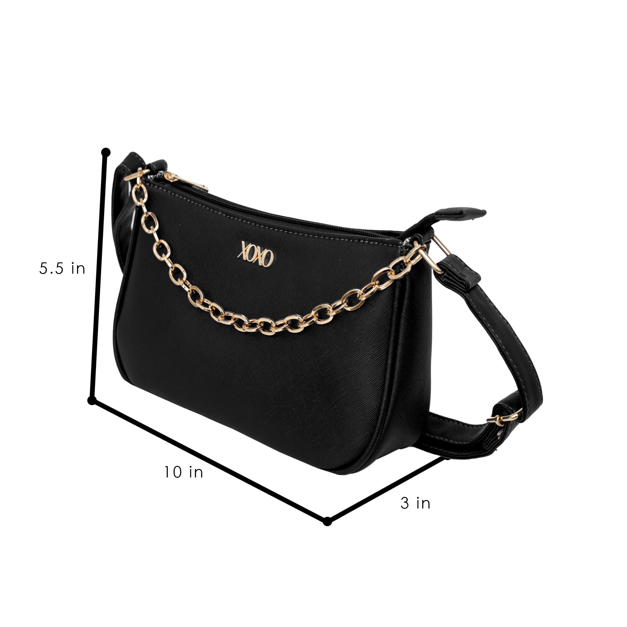 XOXO Women's Handbag Large Black Crossbody With Chain