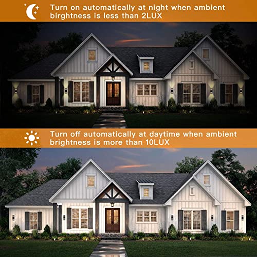 Tsiun Dusk to Dawn Outdoor Wall Lights, Exterior Light Fixture Up Down Sconces with E26 Socket, Waterproof Lamp Porch Lanterns Wall Mount, Anti-Rust Outside Lights for House, Patio, Garage, 2 Pack