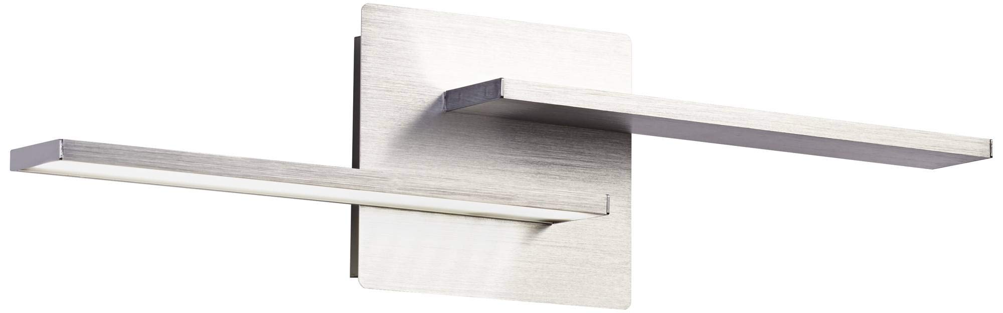 Possini Euro Design Two Linears Modern Wall Light Sconce Brushed Aluminum Hardwired 21 1/2" Wide 2-Light LED Fixture White Shade Bedroom Bathroom Bedside Living Room Home Hallway Dining Kitchen