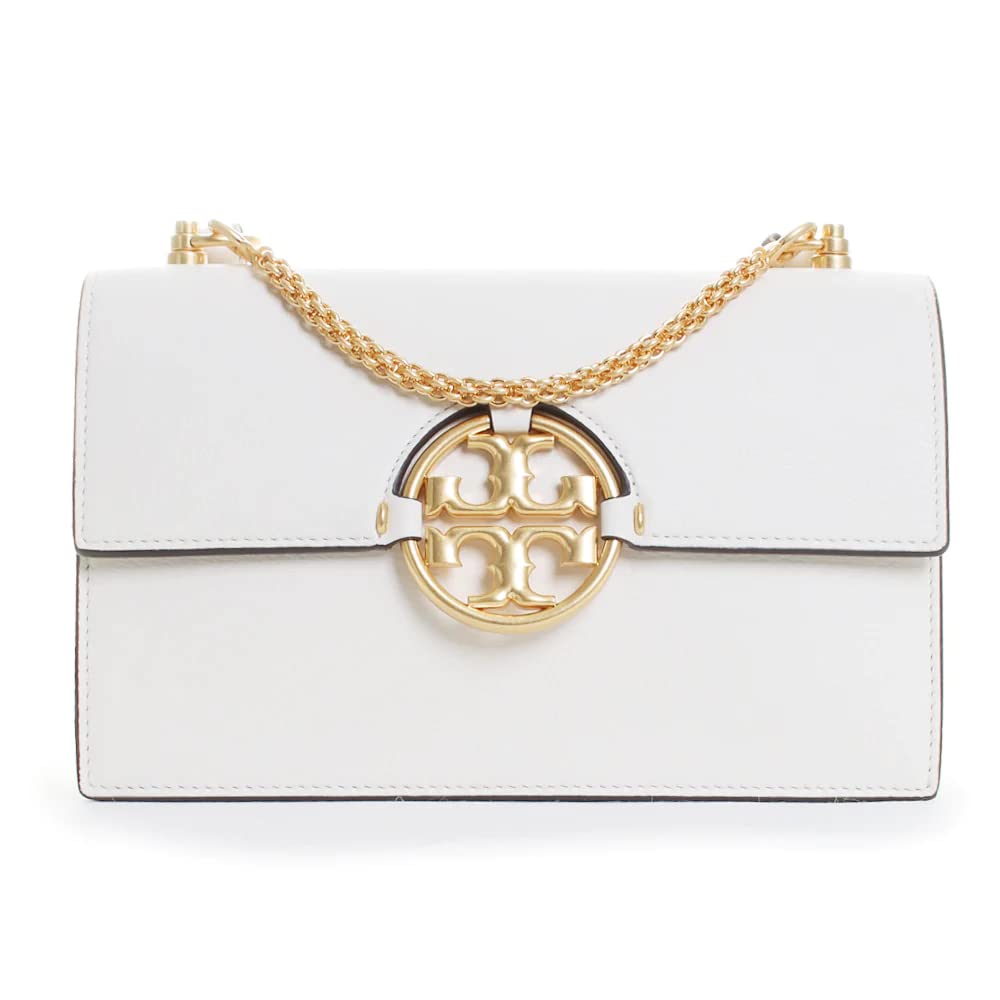 Tory Burch Womens Miller Leather Convertible Shoulder Handbag Ivory Medium