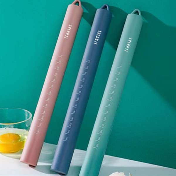 XBLDMJY Small Silicone French Rolling Pin, Silicone Steel Rolling Pin, Non Stick Roller For Dough, Mini Dough Roller, Rolling Pins For Baking,Fondant rollers.(10.23×1.02"/26×2.6cm/Green)
