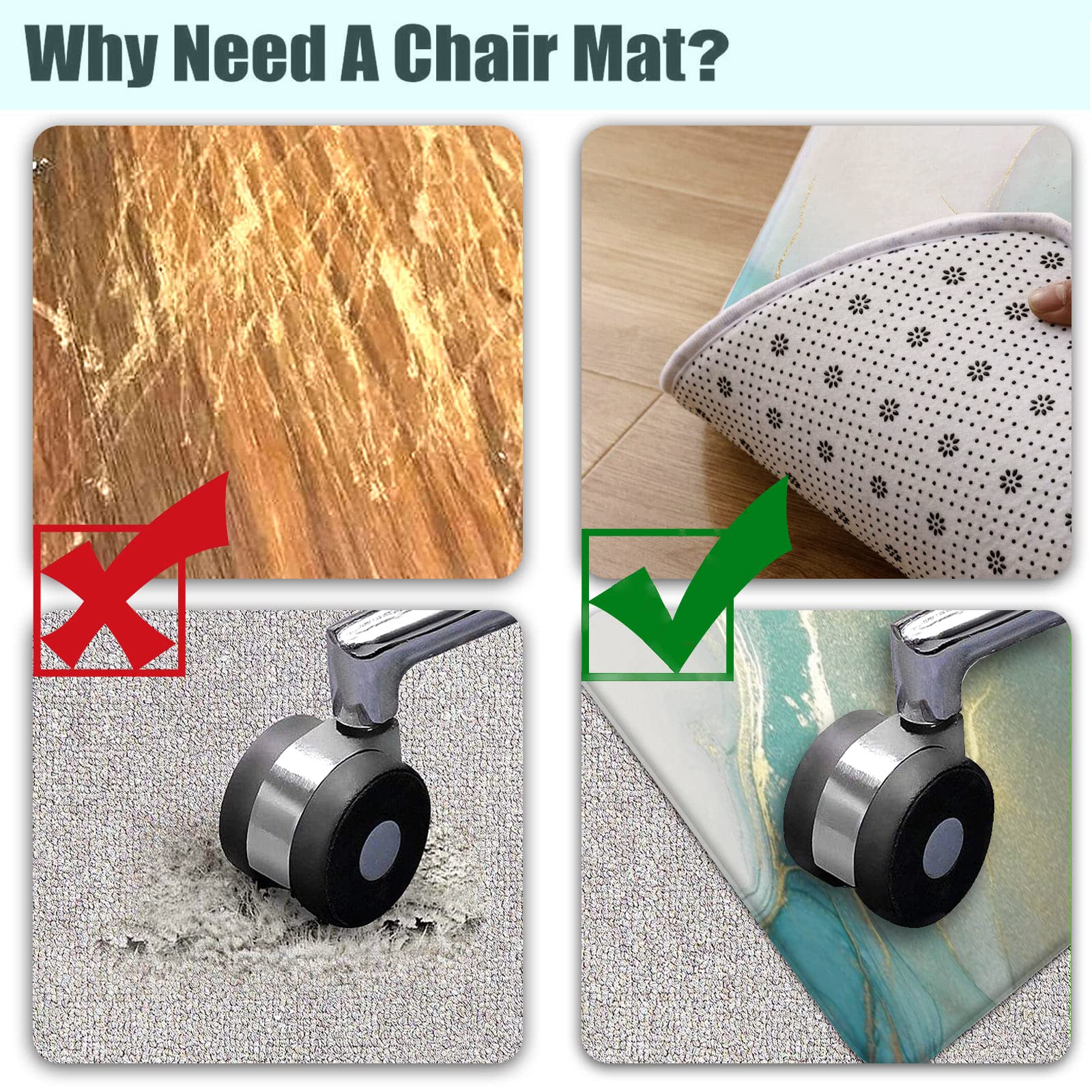 Round Chair Mat for Carpet Crabs Floor Protector Mats Black White Desk Chair Mats for Home Office Floor Carpets 2 FT