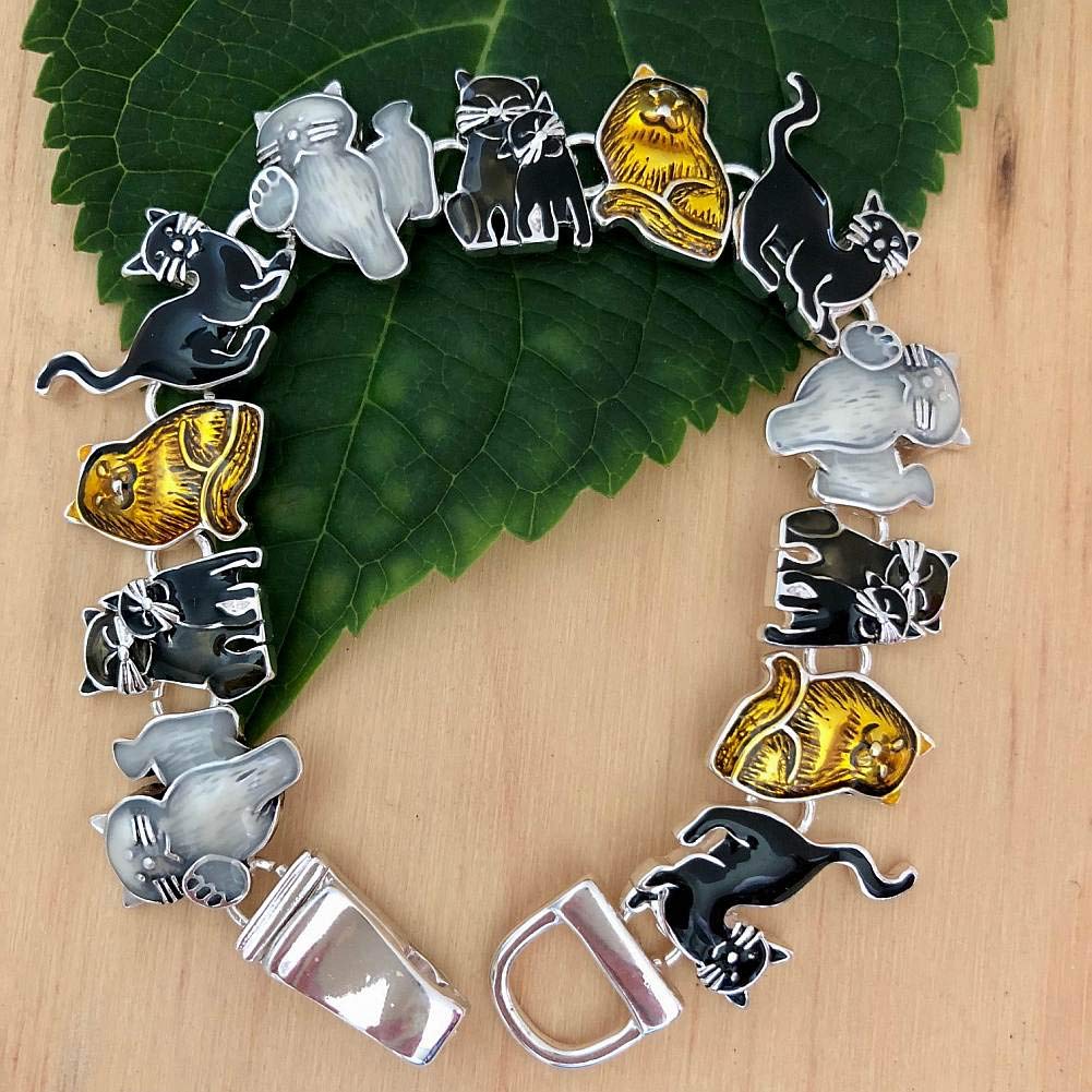 PammyJ Cat Bracelet Brown White and Black Cats