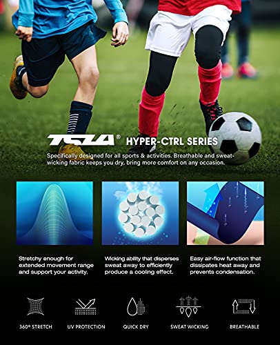 TSLA Kid's & Boy's Cool Dry Long Sleeve Compression Shirts, Athletic Workout Shirt, Sports Base Layer T-Shirt, 2pack White/Blue, 4