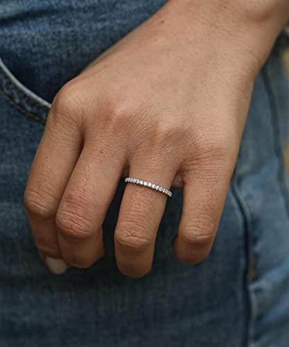 YODEWA Moissanite Wedding Band, Moissanite Rings for Women Half Eternity 925 Sterling Silver Stackable Round Thin 0.3ct Lab Created Diamond Size 5