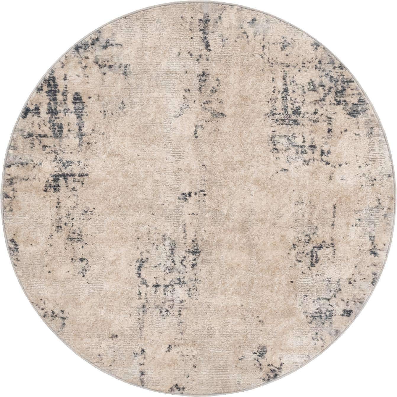 Rugs.com Caspian Collection Round Rug โ 4 Ft Round Ivory Low-Pile Rug Perfect for Kitchens, Dining Rooms