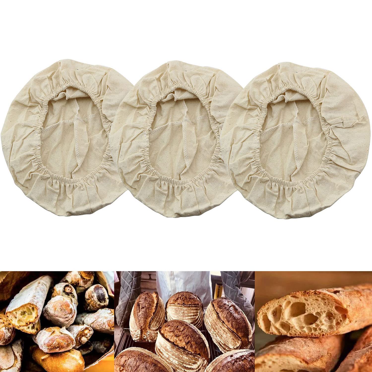 XGNG 6PCS Rattan Baking Dough Basket Cover Natural Rattan Banneton Proofing Cloth Round Bread Proofing Basket Cloth Liner